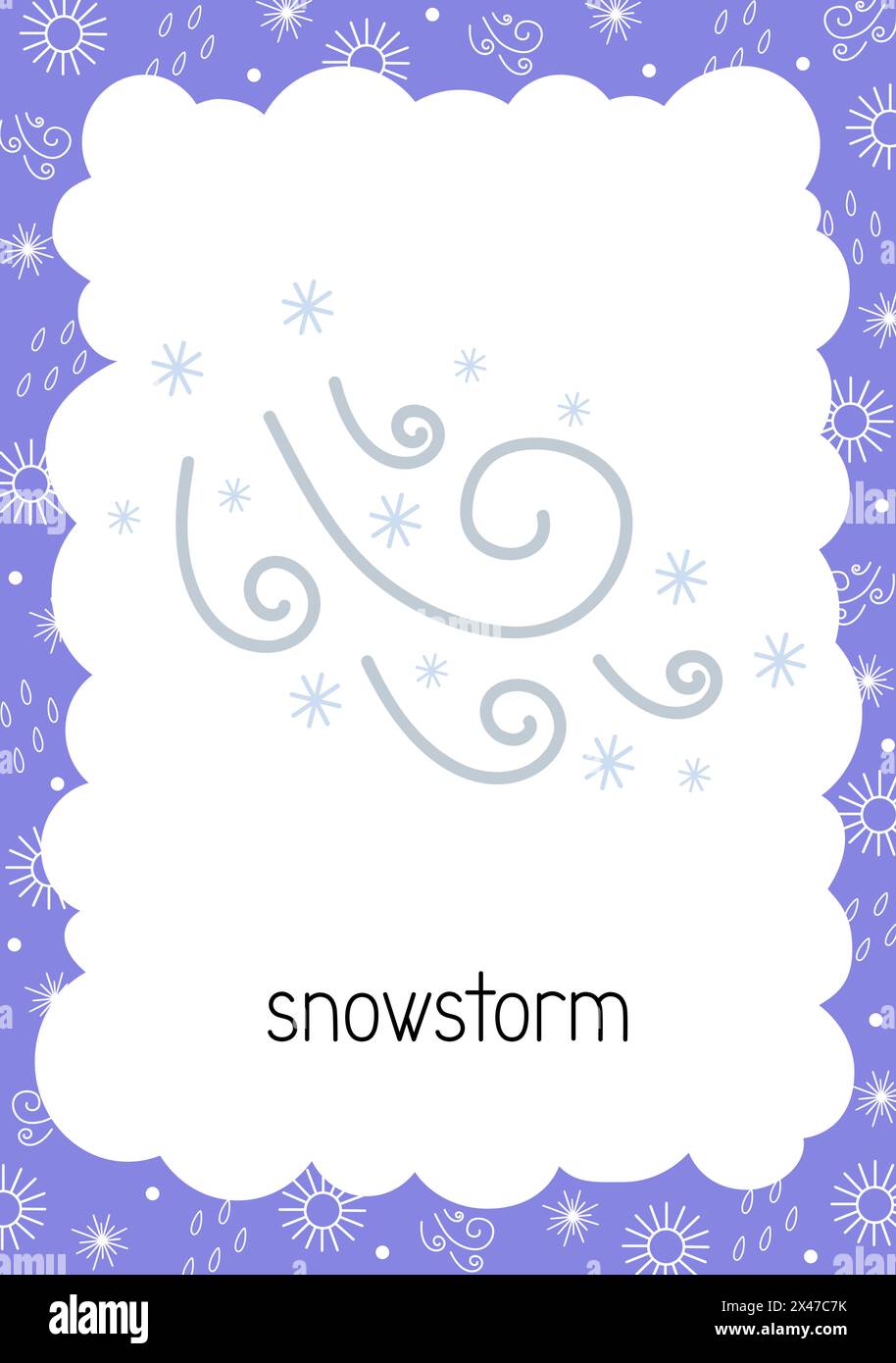 Weather flash card Snowstorm topical vocabulary learning printable ...