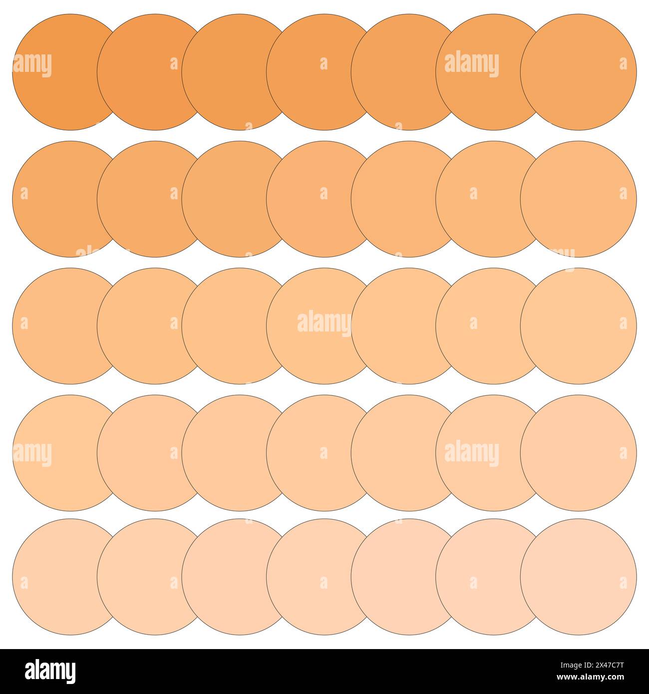 Orange gradient circle array. Seamless color progression. Vector ...