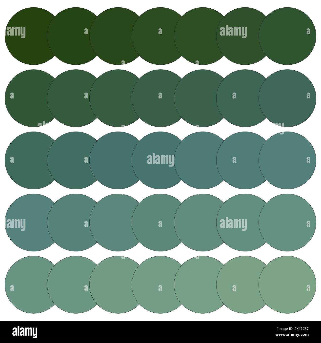 Green shades color palette. Vector circular swatches. Gradient hue ...