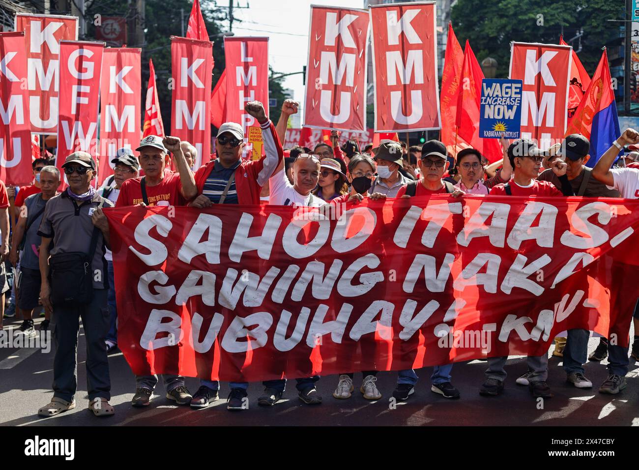 Manila, Manila, The Philippines. 1st May, 2024. Protesters with banners ...
