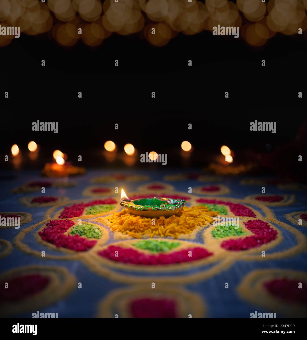 Traditional diya lamps lit during diwali celebration Stock Photo - Alamy