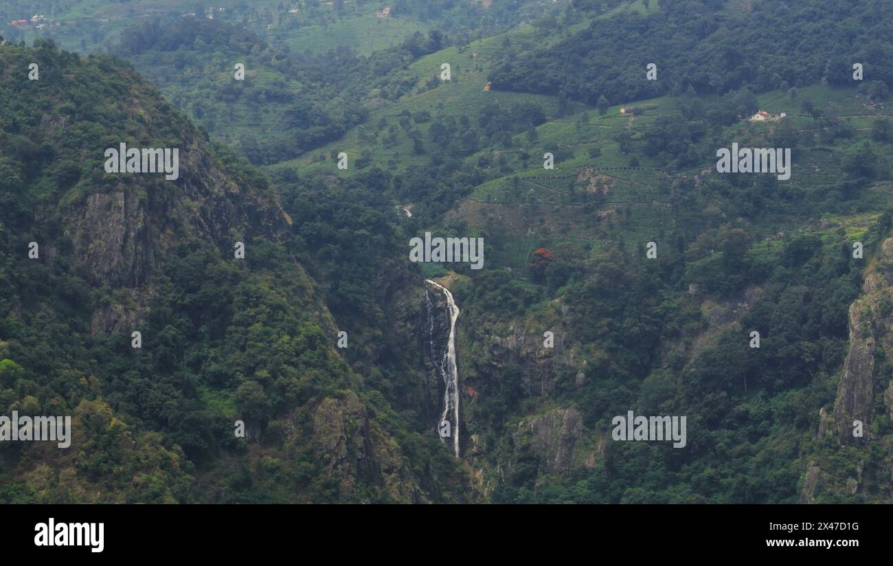 lush green nilgiri mountains and beautiful catherine waterfall from ...