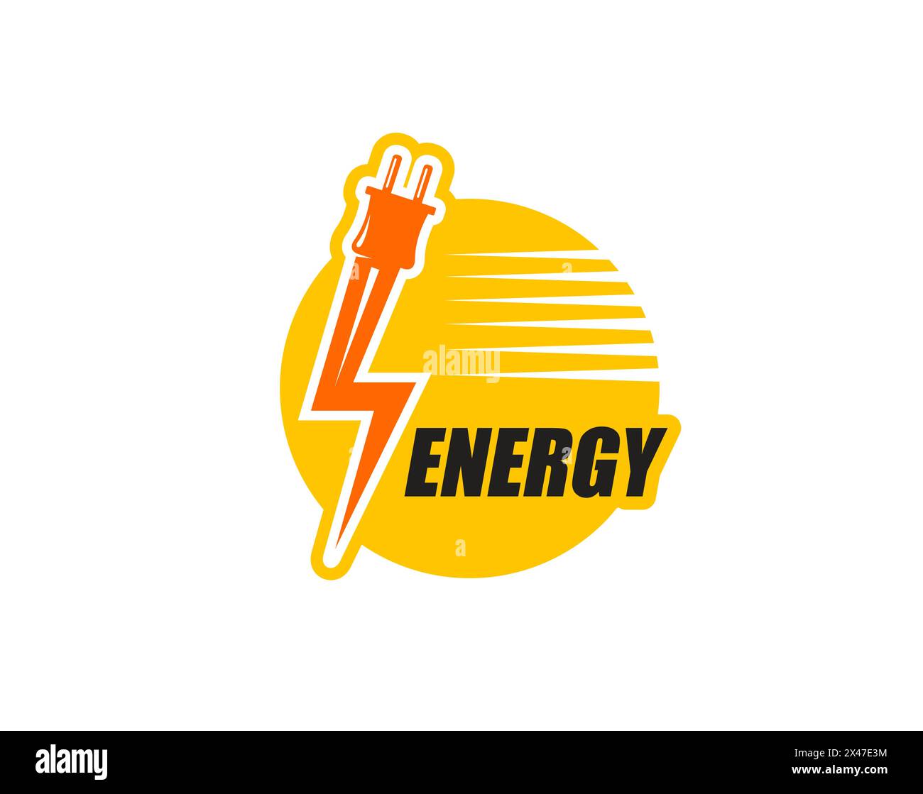 Electric energy icon of power plug with lightning cable, vector emblem ...