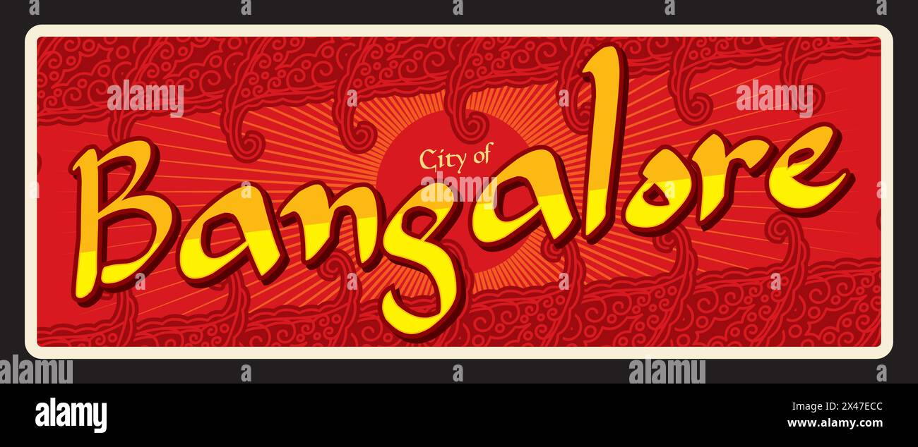 Bangalore travel sticker, retro tin sign, Indian city tourist plate ...