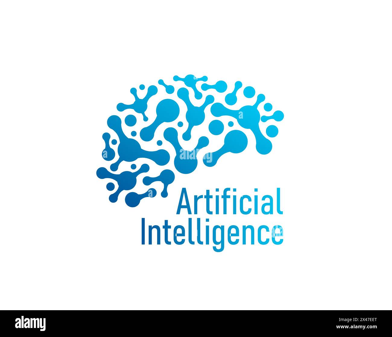 Ai artificial intelligence icon, human brain, machine learning. Isolated vector emblem stylized ...