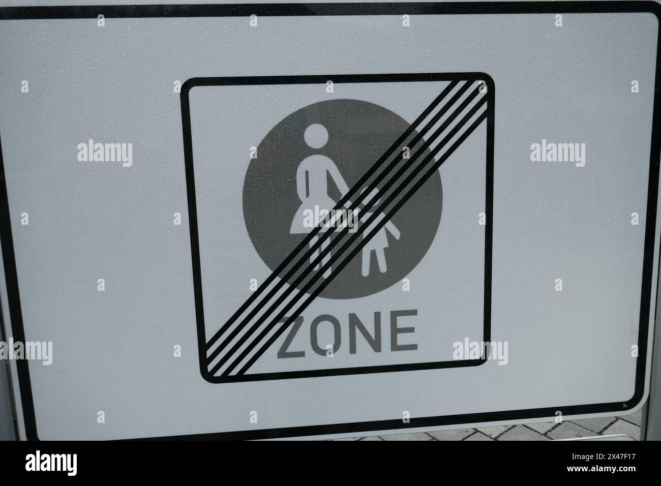 No pedestrian sign with icon of mother and child holding hands crossed ...