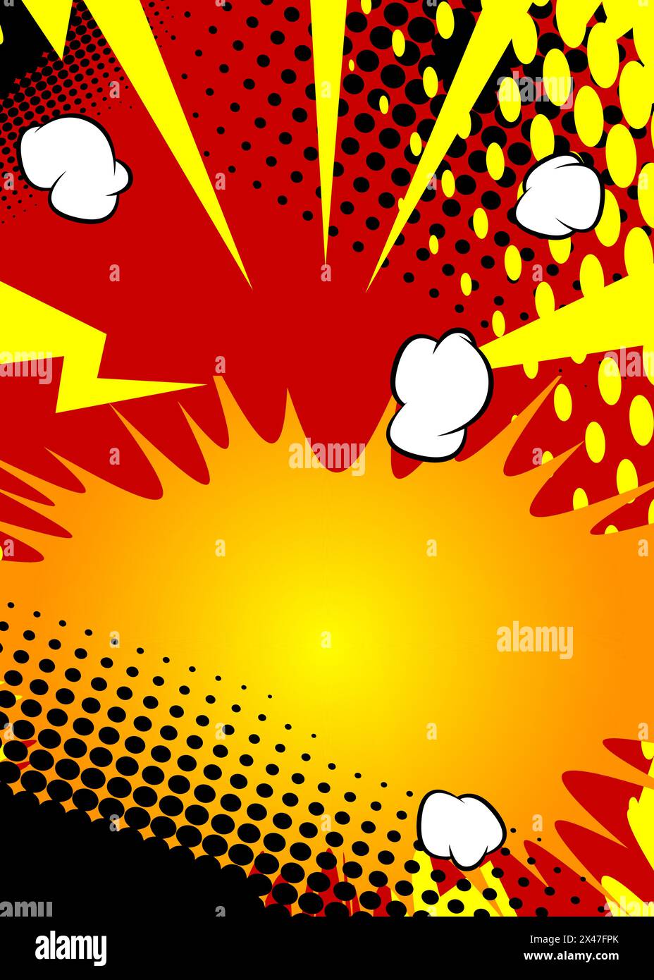 Mostly red cartoon backdrop, comic book background. Retro vector comics ...