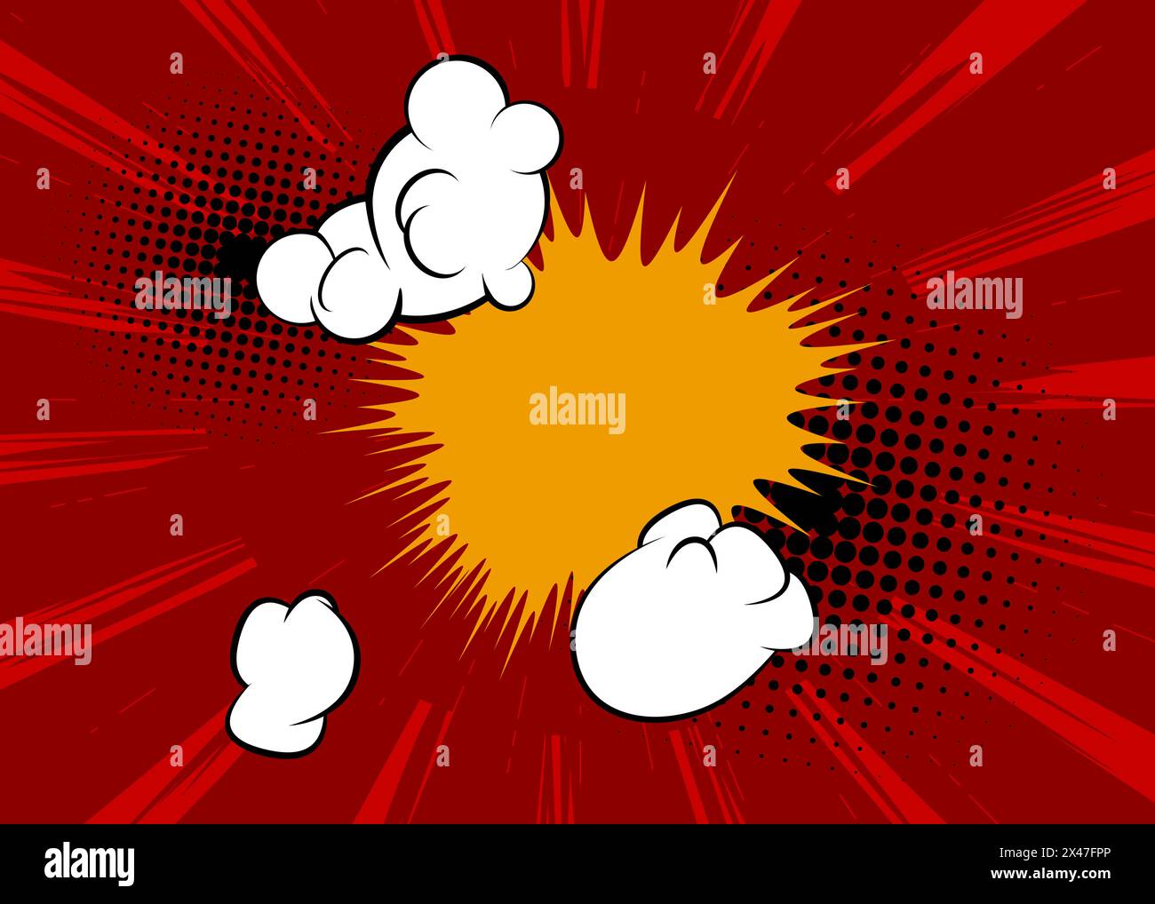 Mostly red cartoon backdrop, comic book background. Retro vector comics ...