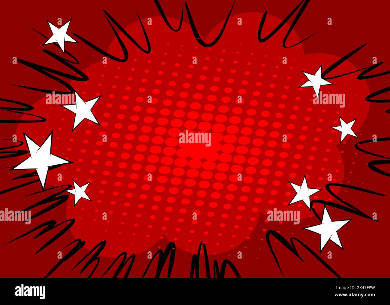 Mostly red cartoon backdrop, comic book background. Retro vector comics ...