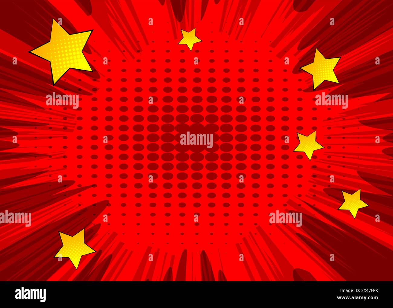 Mostly red cartoon backdrop, comic book background. Retro vector comics ...