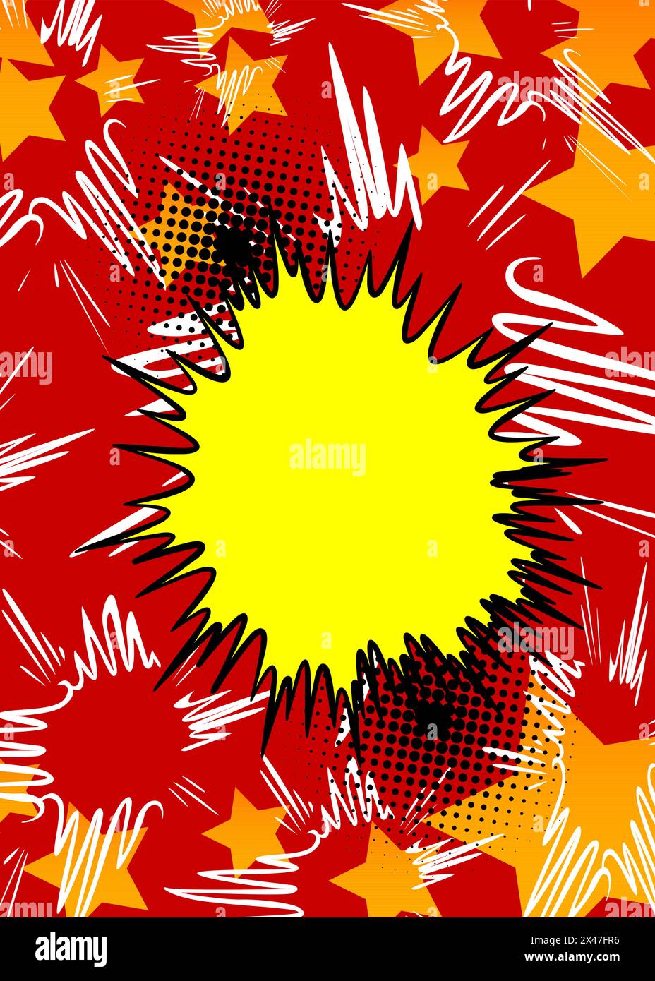 Mostly red cartoon backdrop, comic book background. Retro vector comics ...