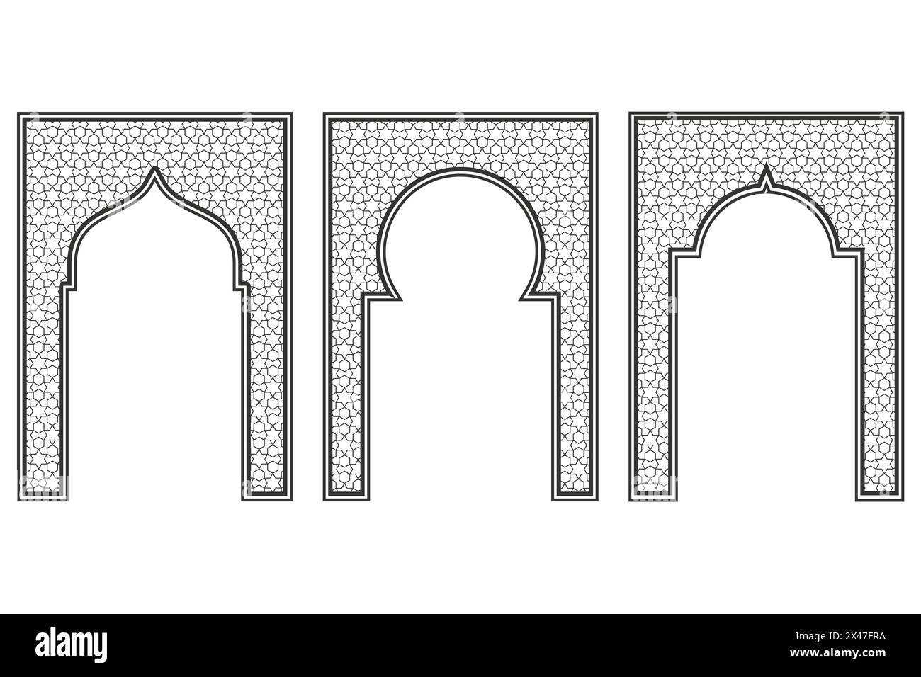 Islamic frame with arch and ornament. Ramadan gate on geometric ...