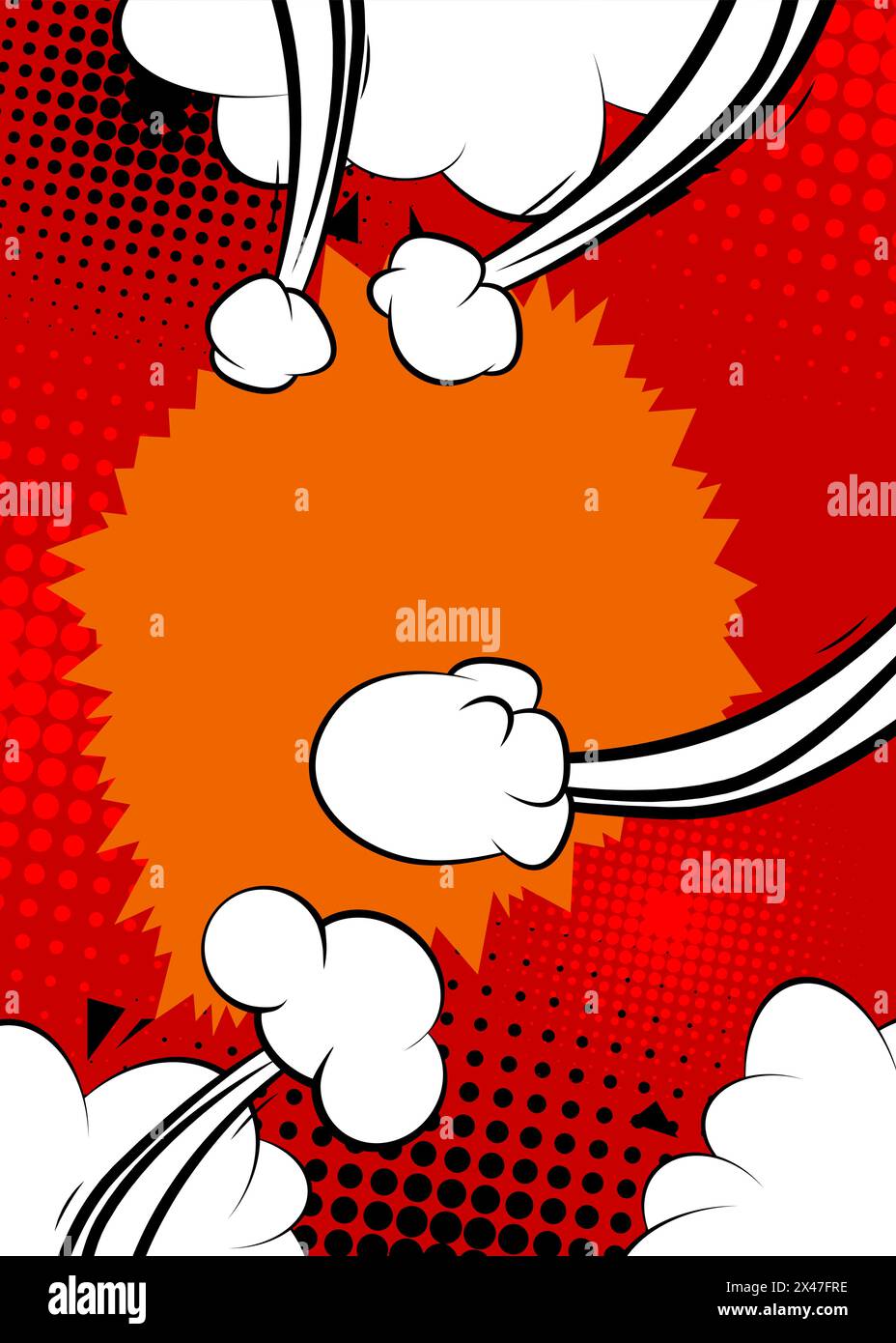 Mostly red cartoon backdrop, comic book background. Retro vector comics ...