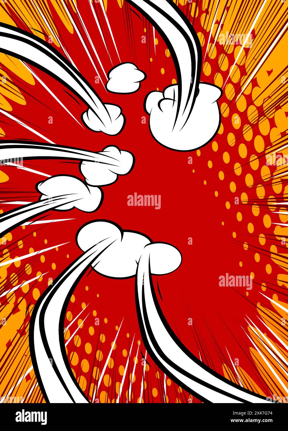 Mostly red cartoon backdrop, comic book background. Retro vector comics ...