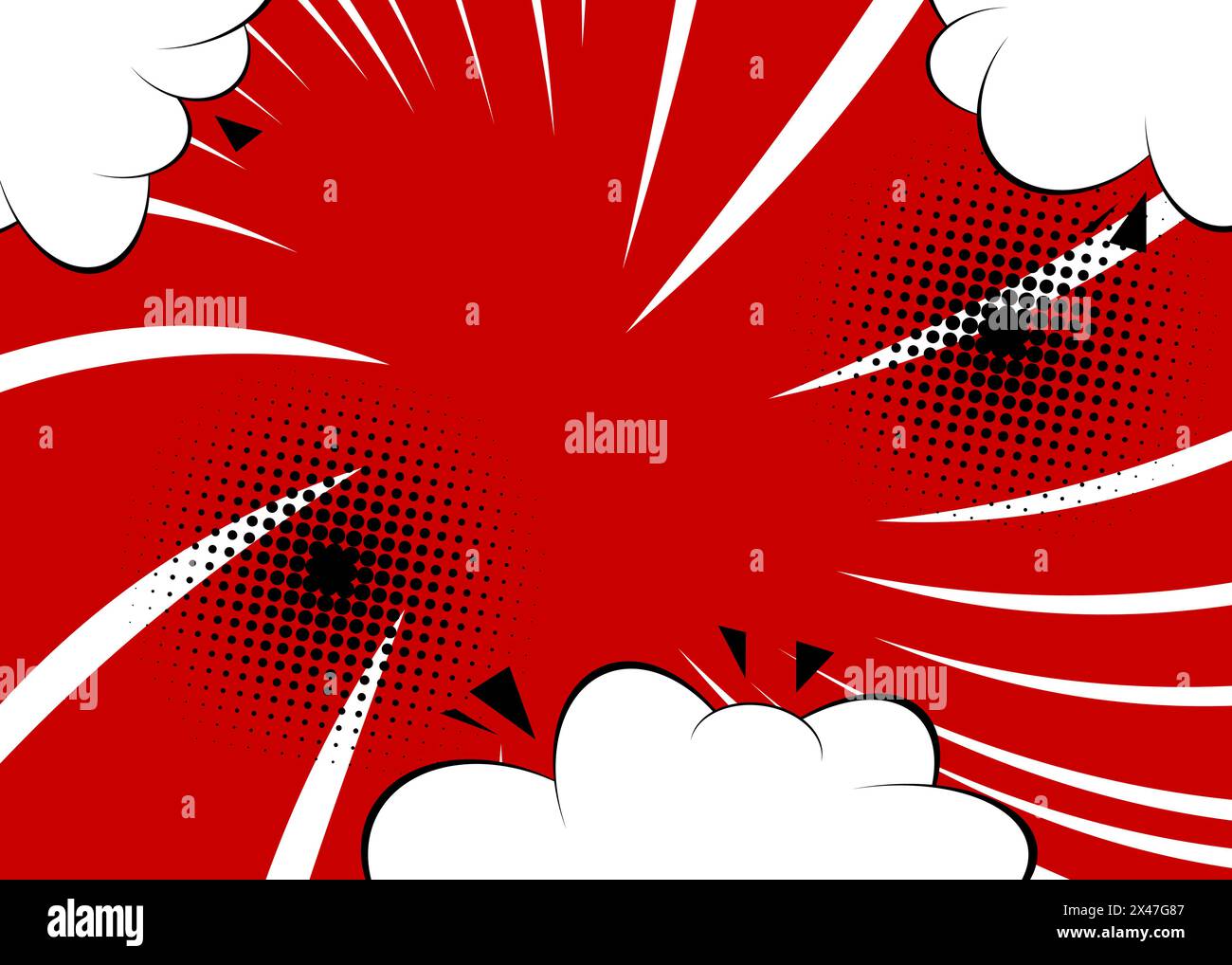 Mostly red cartoon backdrop, comic book background. Retro vector comics ...