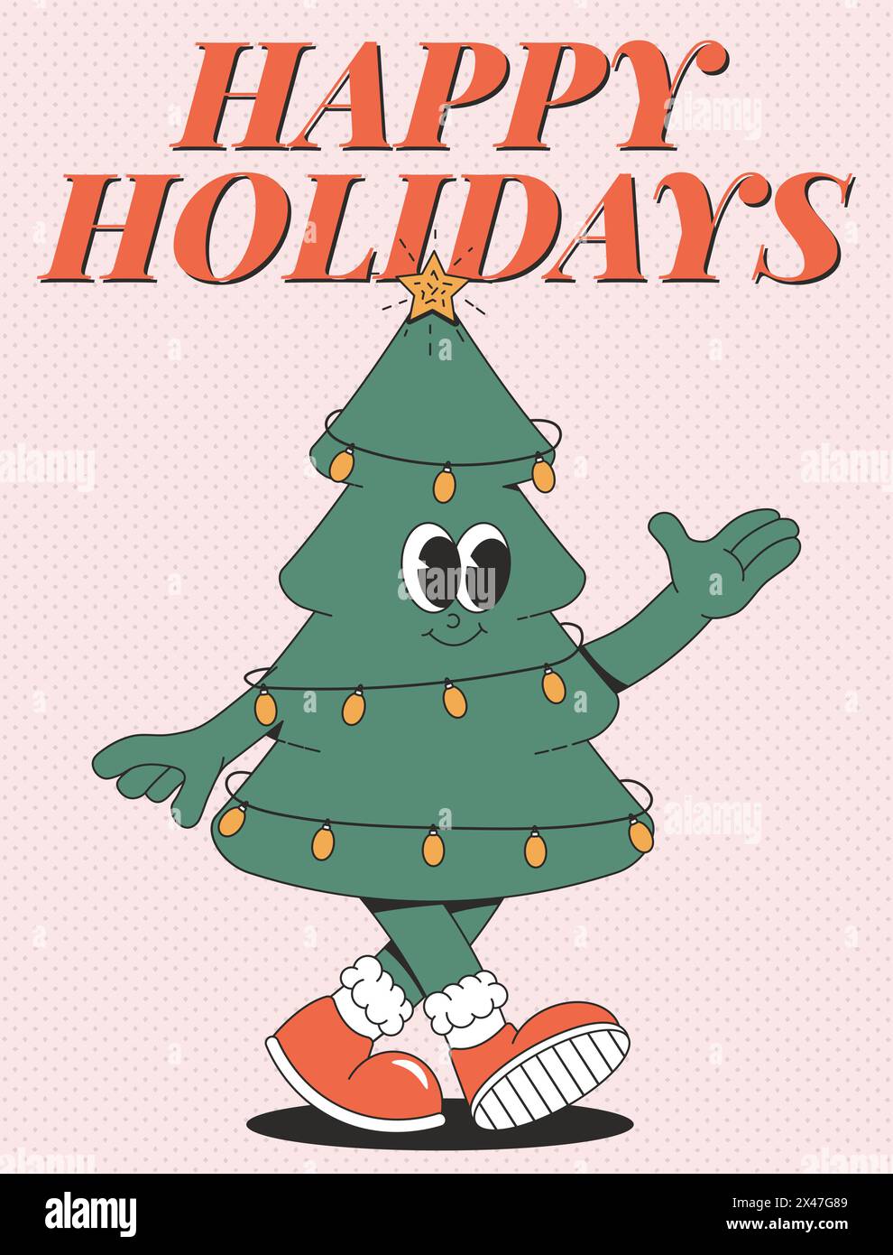Merry Christmas and Happy New year poster. Playful and cheeky character ...