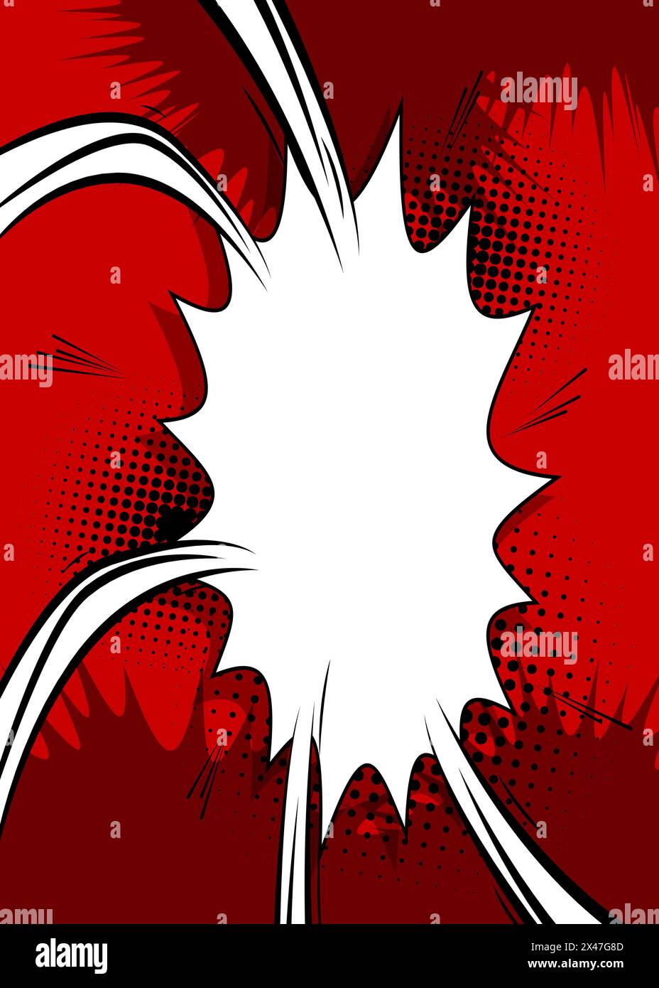Mostly red cartoon backdrop, comic book background. Retro vector comics ...