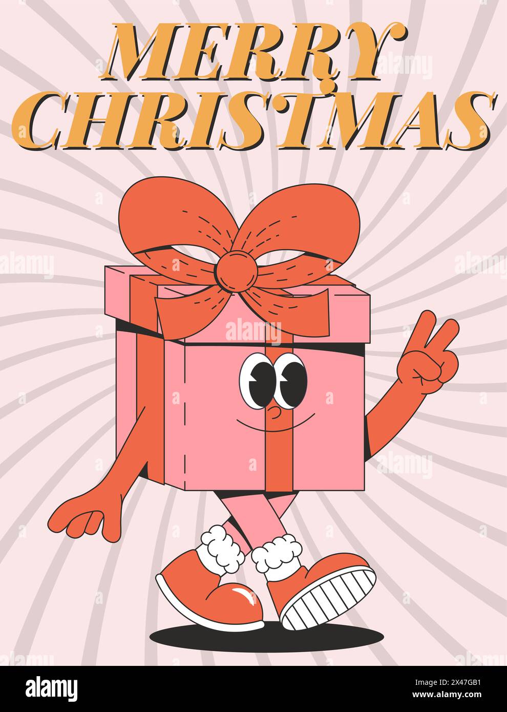 Merry Christmas and Happy New year poster. Playful and cheeky character ...