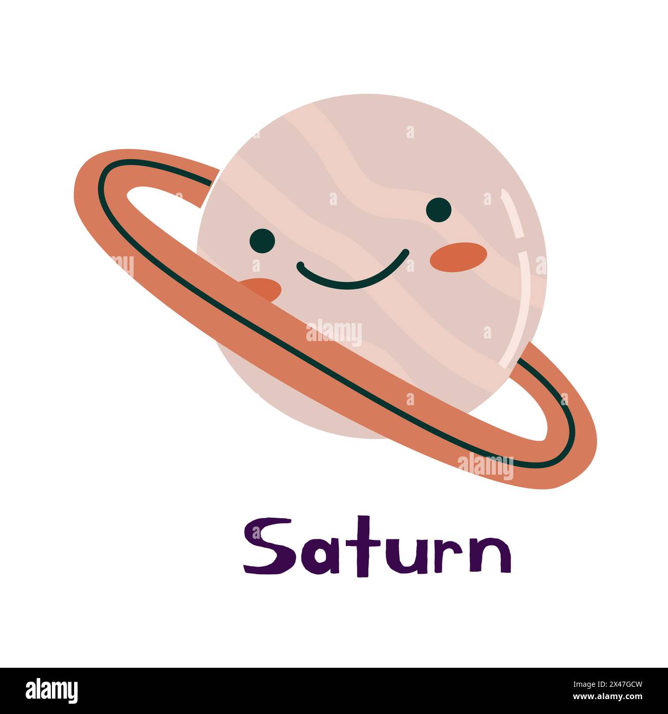Solar system planet Saturn cartoon cute character with quote. Can used ...