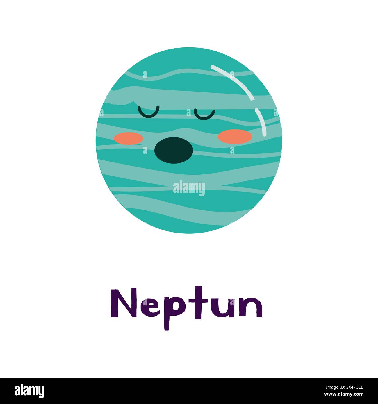 Neptune Planet. Neptune in flat cartoon style on space star sky ...