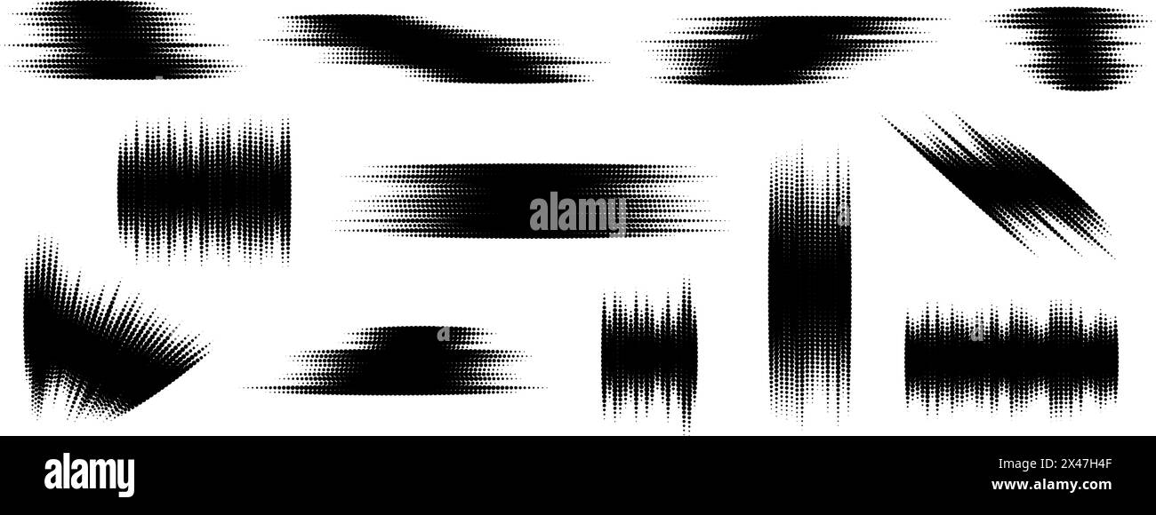 Halftone glitch element set. Dotted textured random form collection ...