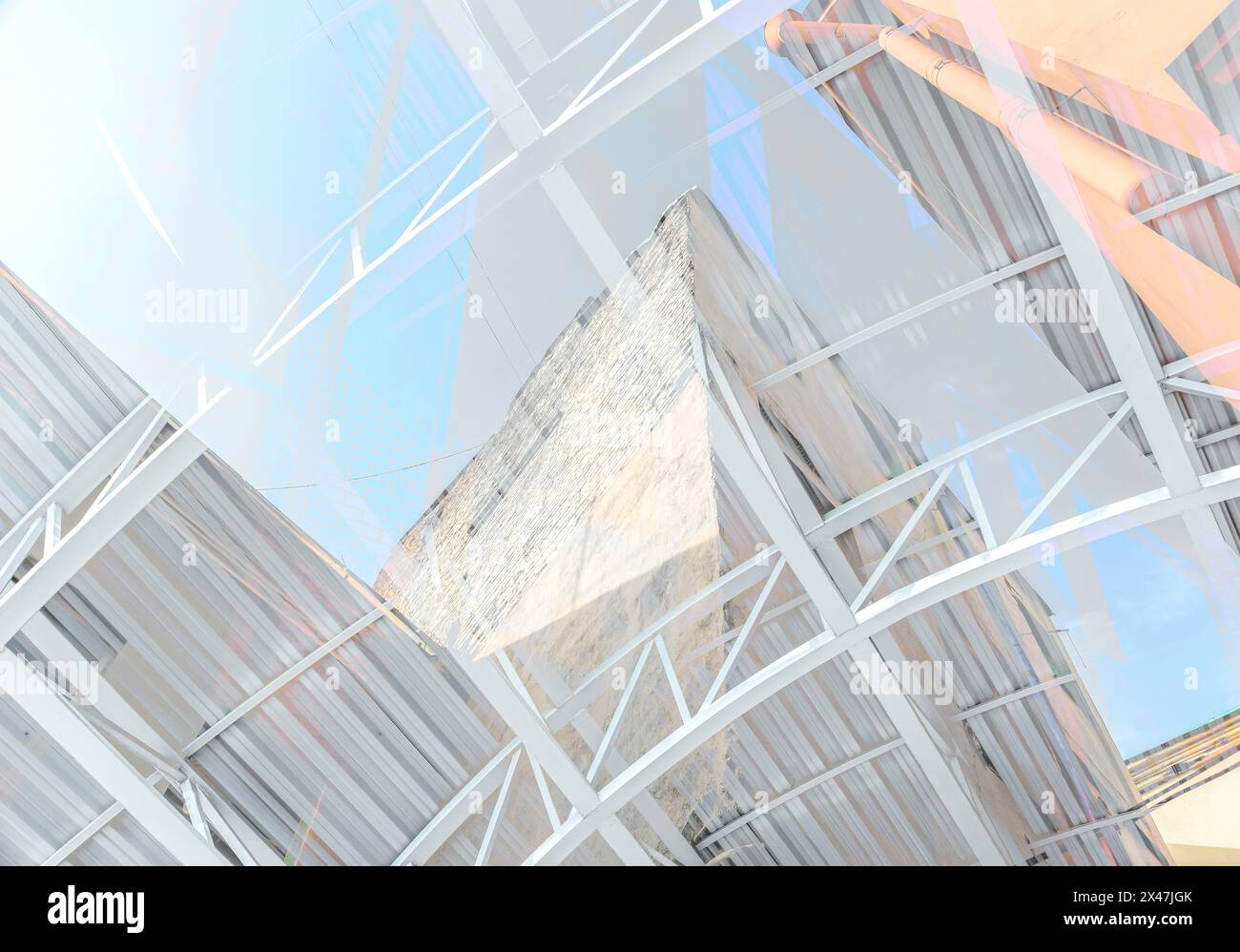 abstract modern background with cityscape double exposure. bleach ...