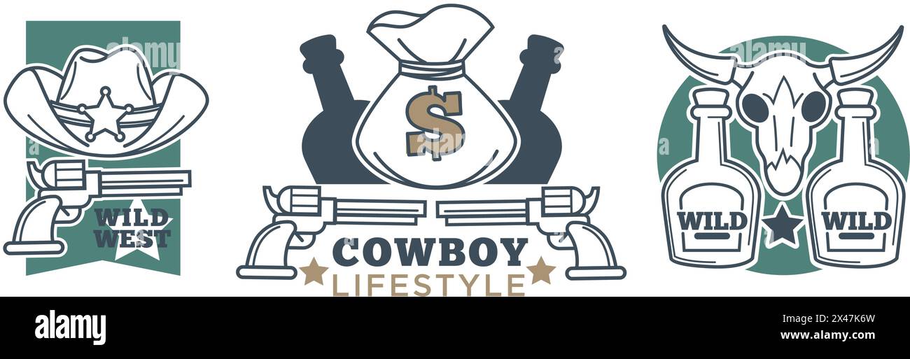 Cowboy Themed Logo Collection vector Stock Vector Image & Art - Alamy