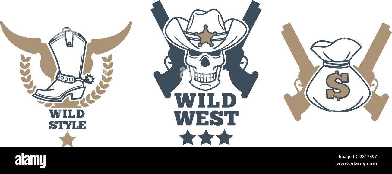 Cowboy Themed Logo Collection vector Stock Vector Image & Art - Alamy