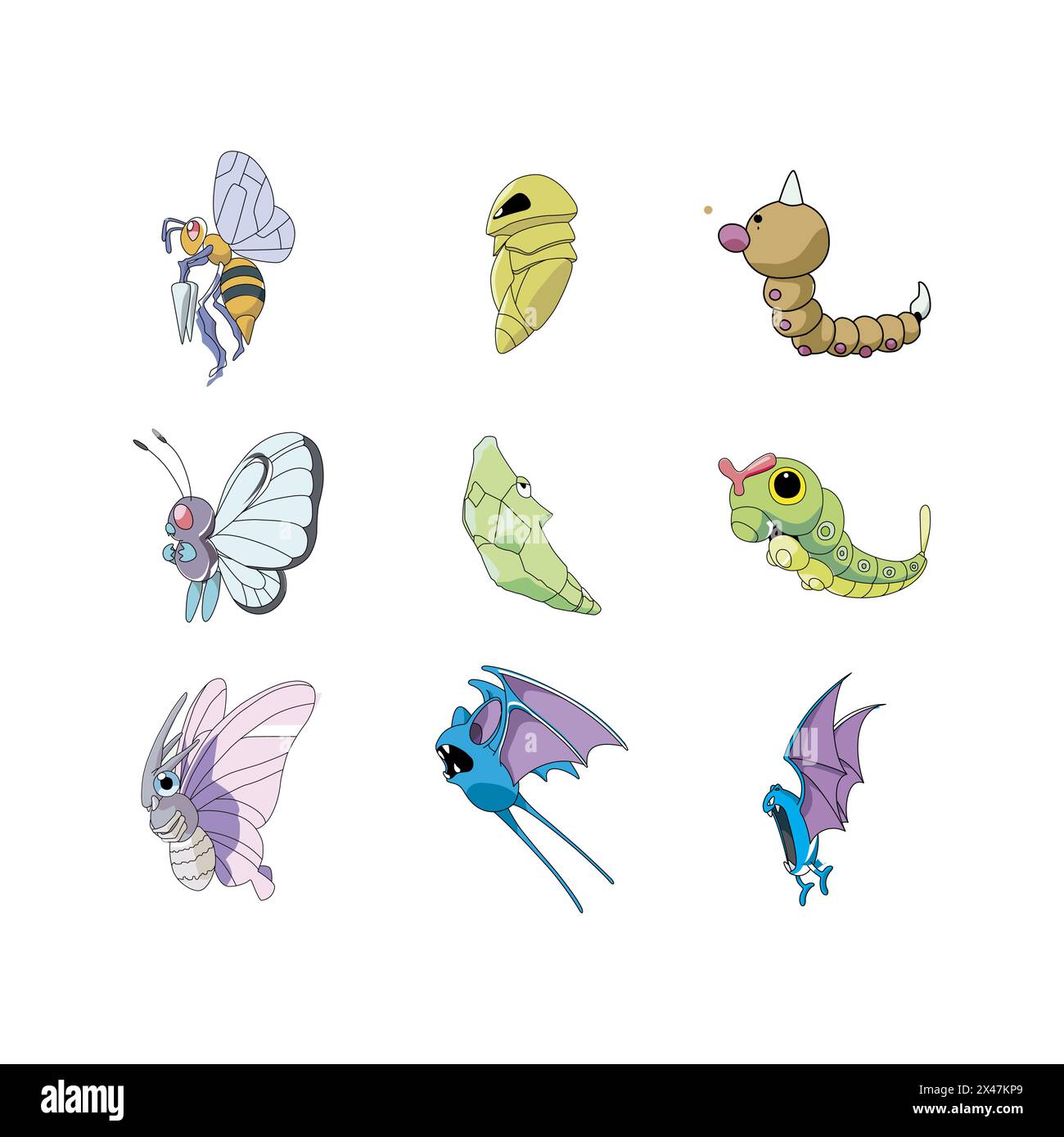 Cute pokemon character set beedrill butterfree golbat vector ...