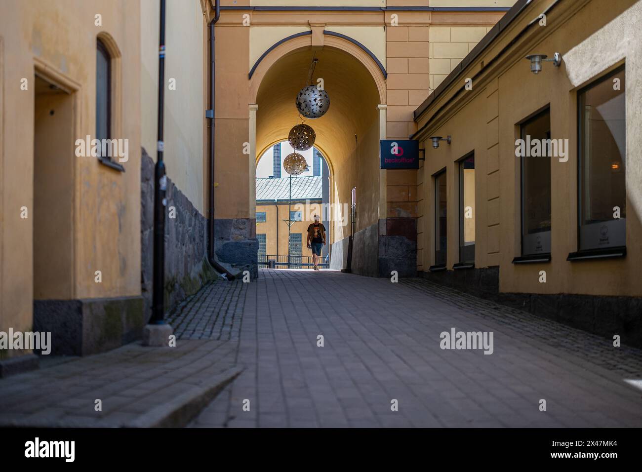 Historic Knäppingsborg city block during spring in Norrköping, Sweden ...