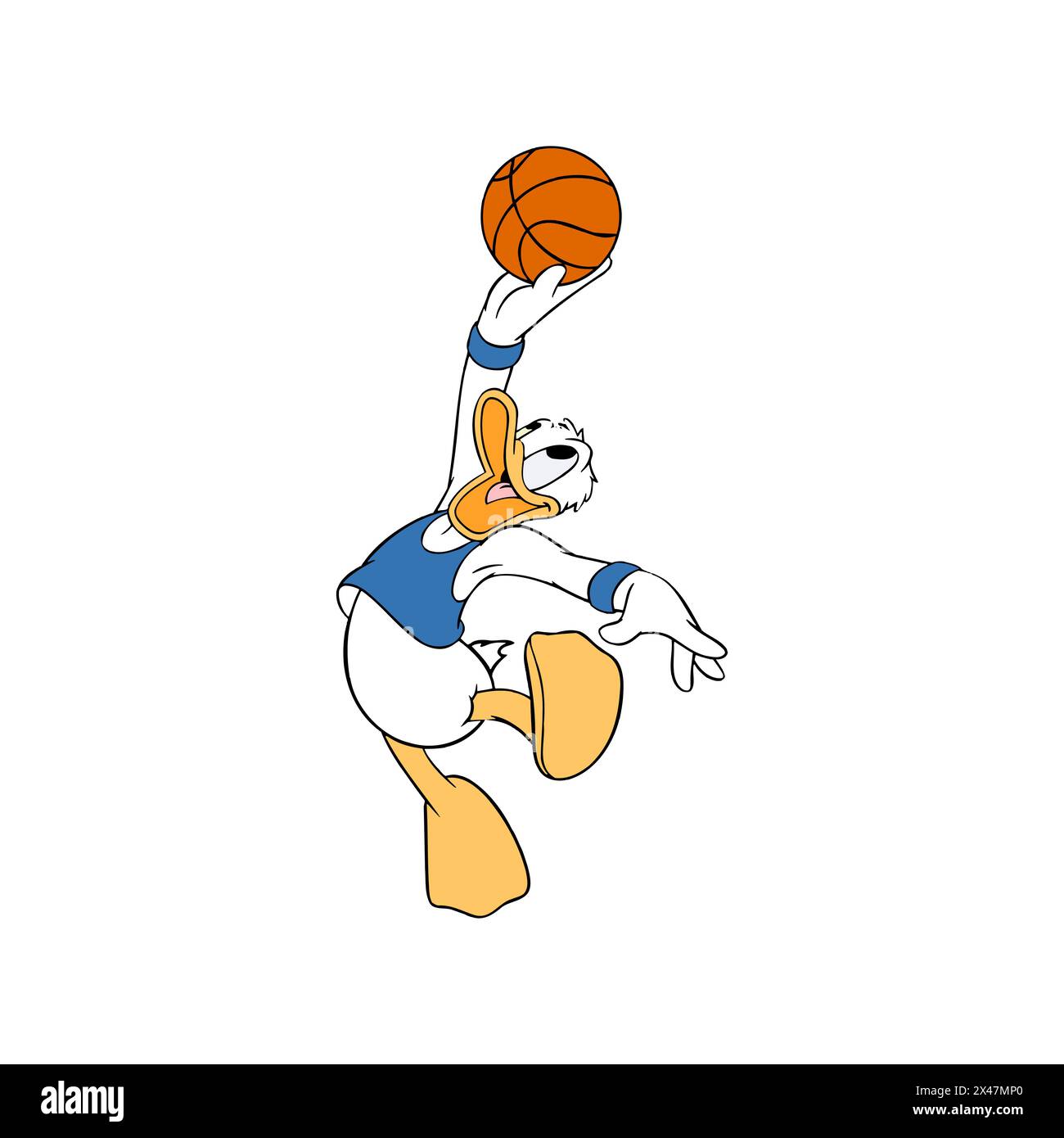 Donald duck character slam dunk basketball design vector illustration ...