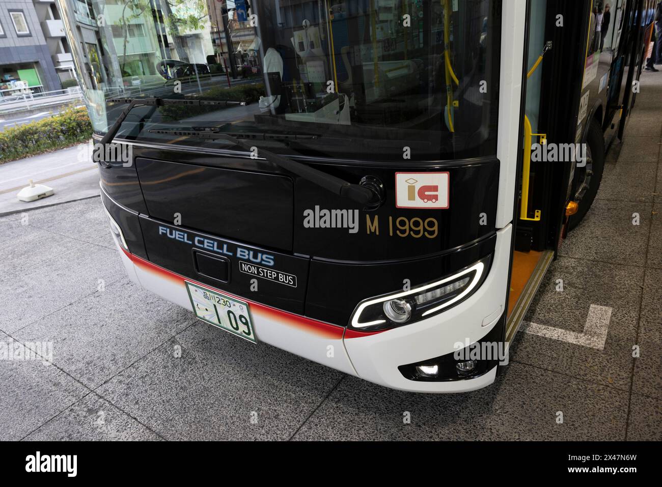Tokyo, Japan. 19th Apr, 2024. Fuel cell bus at a hydrogen station in ...