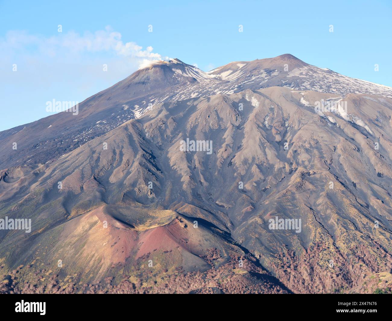 AERIAL VIEW. Summit of Mount Etna viewed from the northeast ...
