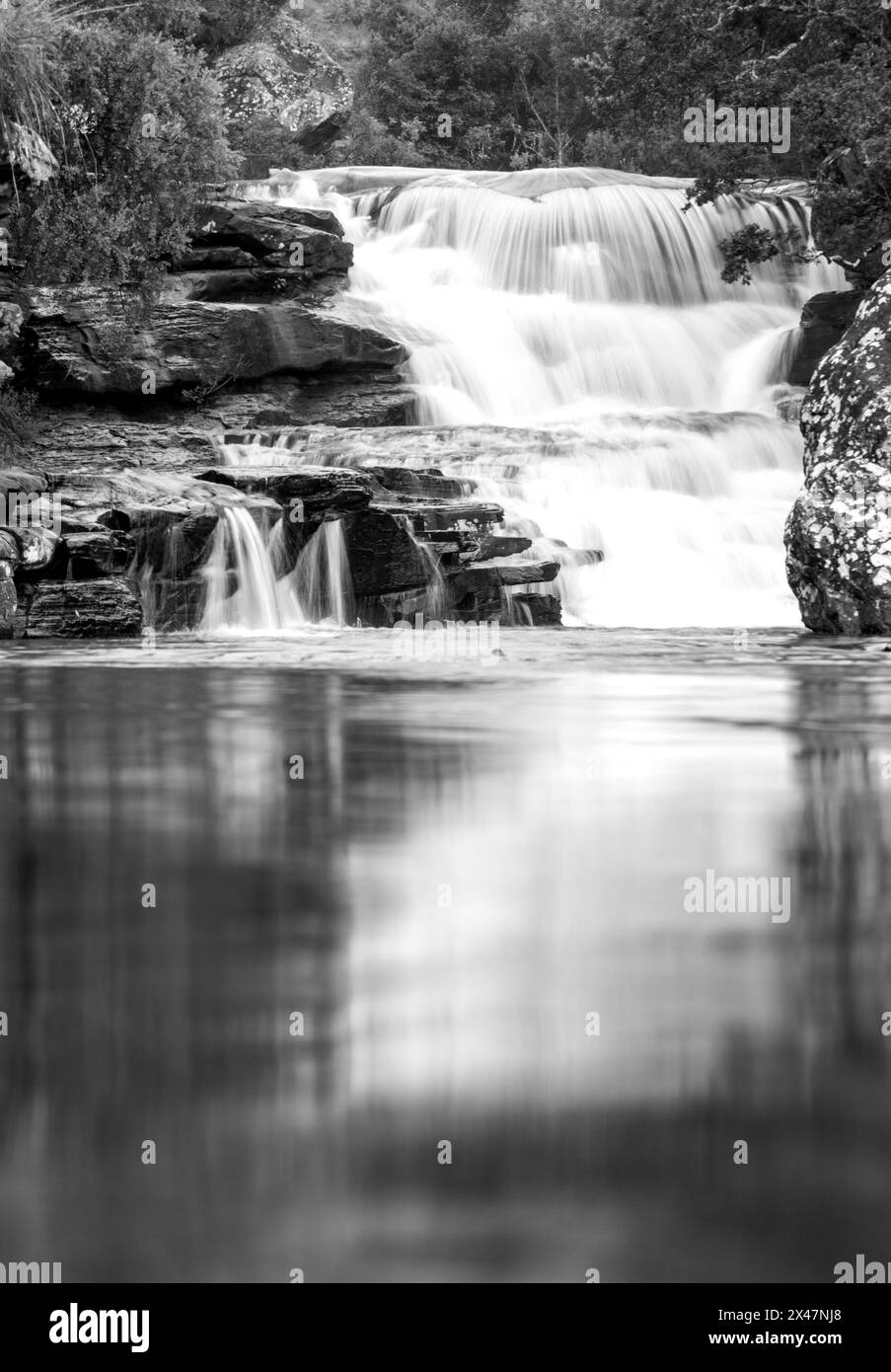 Waterfall in the drakensberg Black and White Stock Photos & Images - Alamy