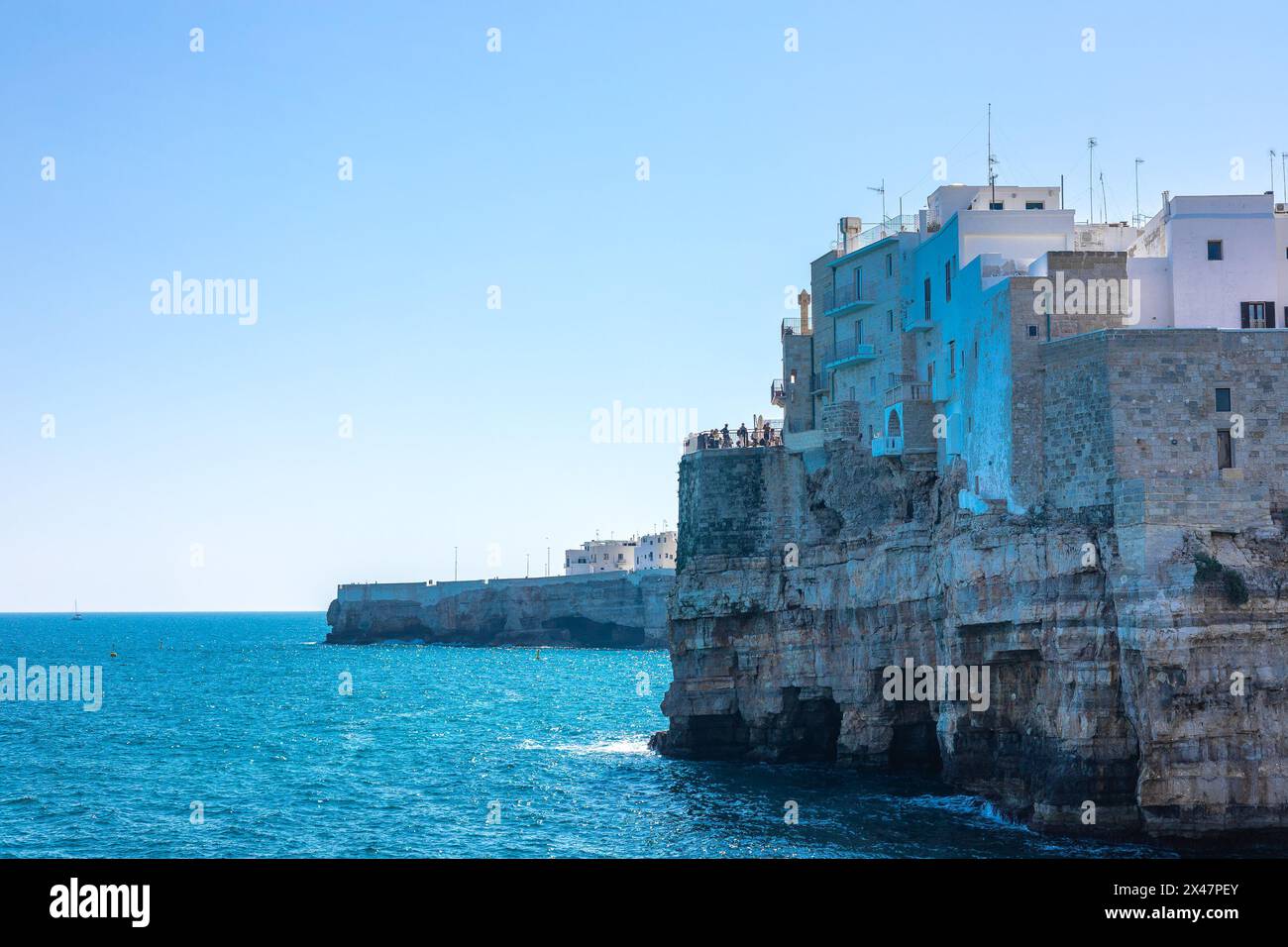Polignano a Mare beachfront at old town. Beautiful coastal town in ...