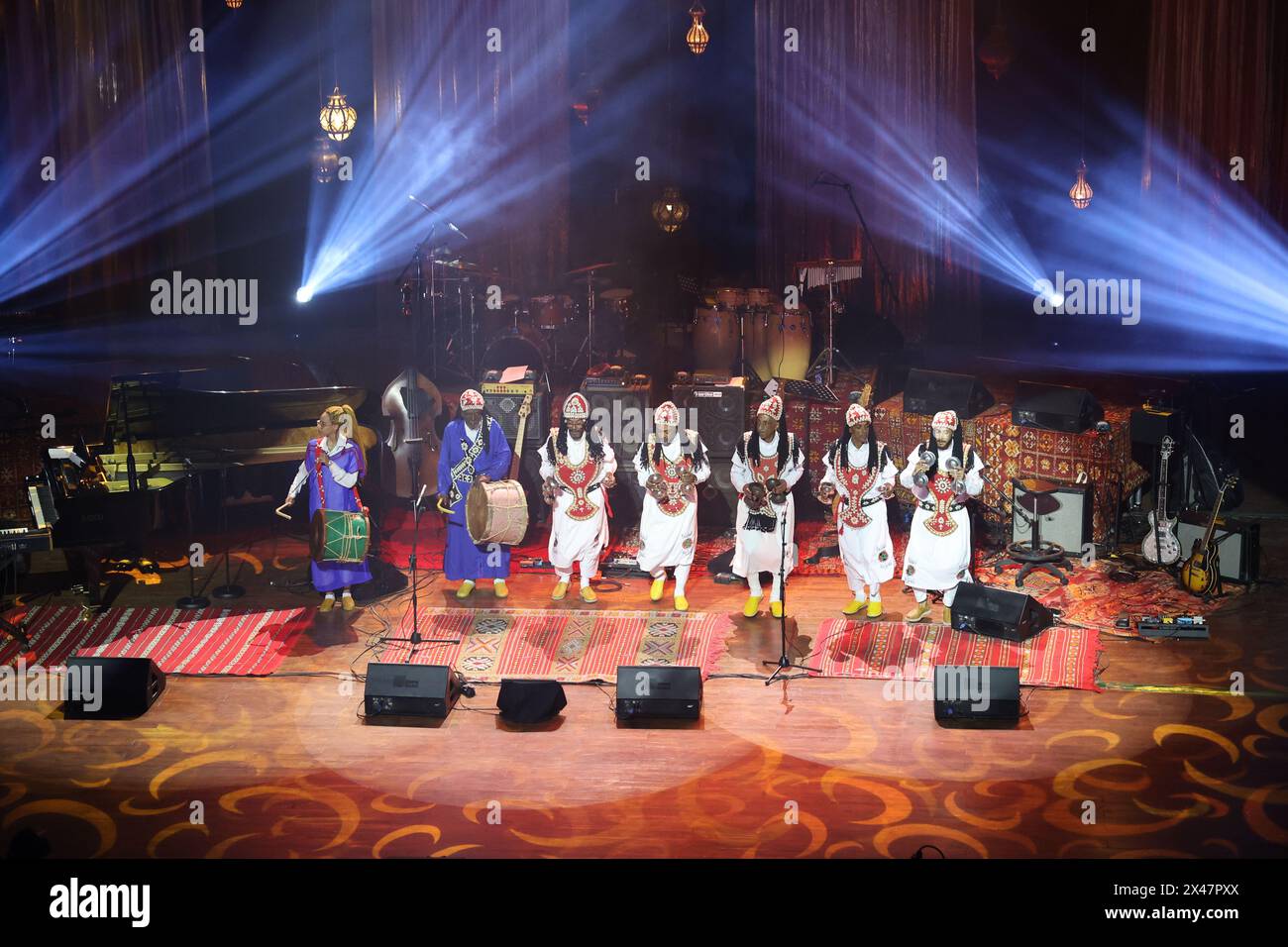 Tangier, Morocco. 30th Apr, 2024. Jazz musicians perform during a ...