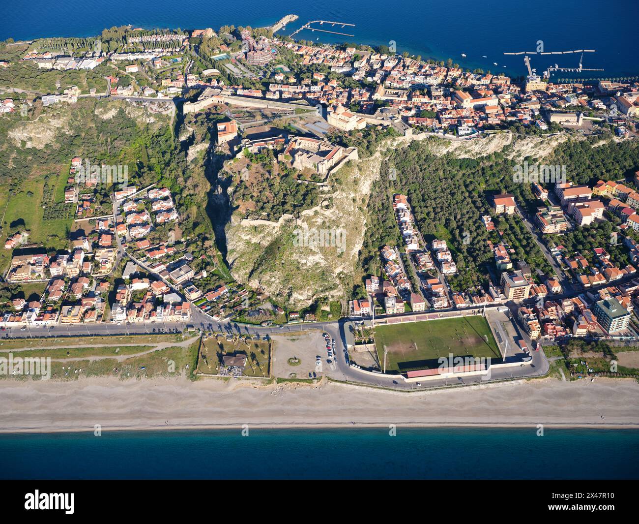 AERIAL VIEW. The castle of Milazzo. Metropolitan City of Messina ...