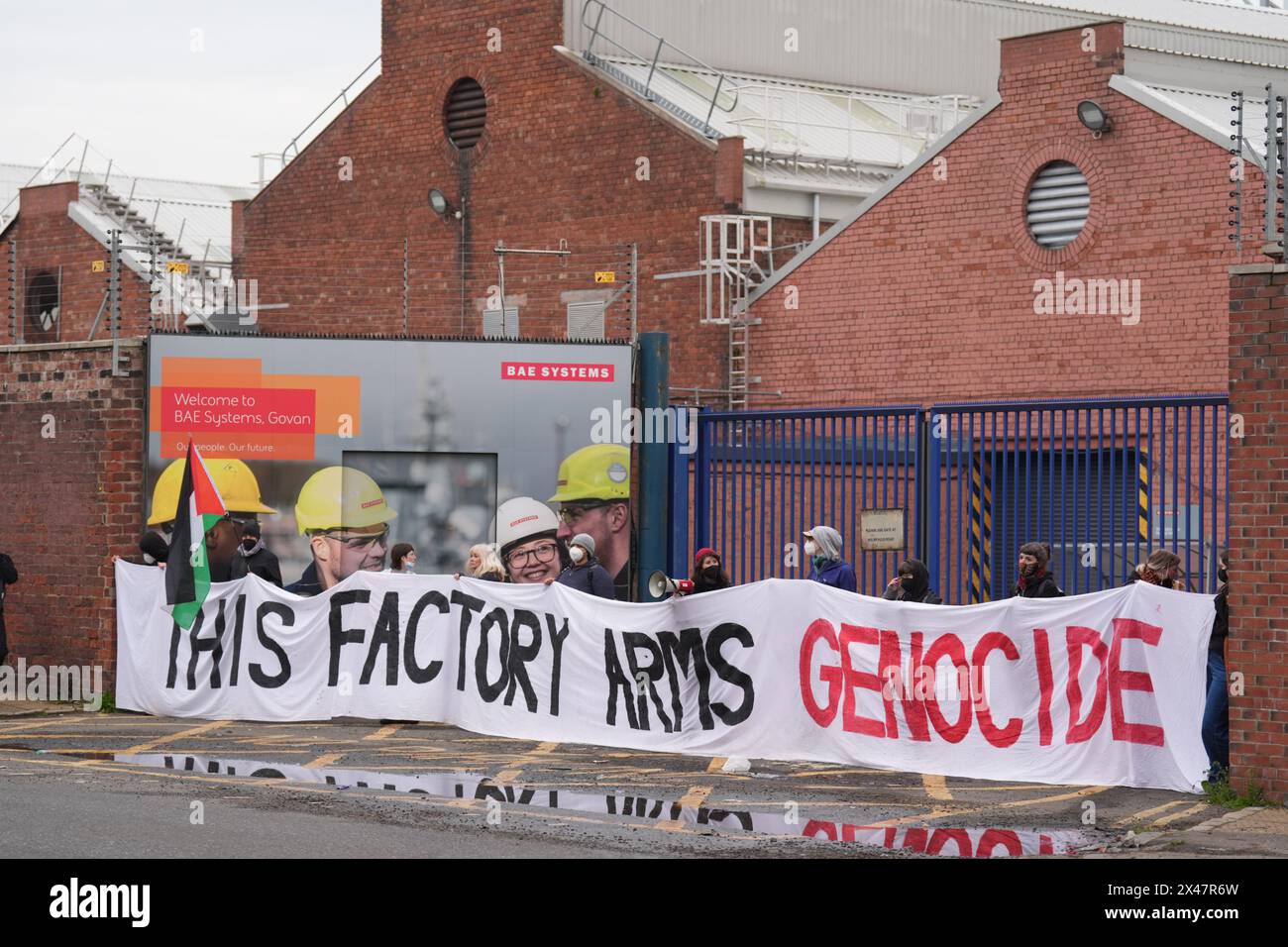 Protesters form a blockade outside weapons manufacturer BAE Systems in ...