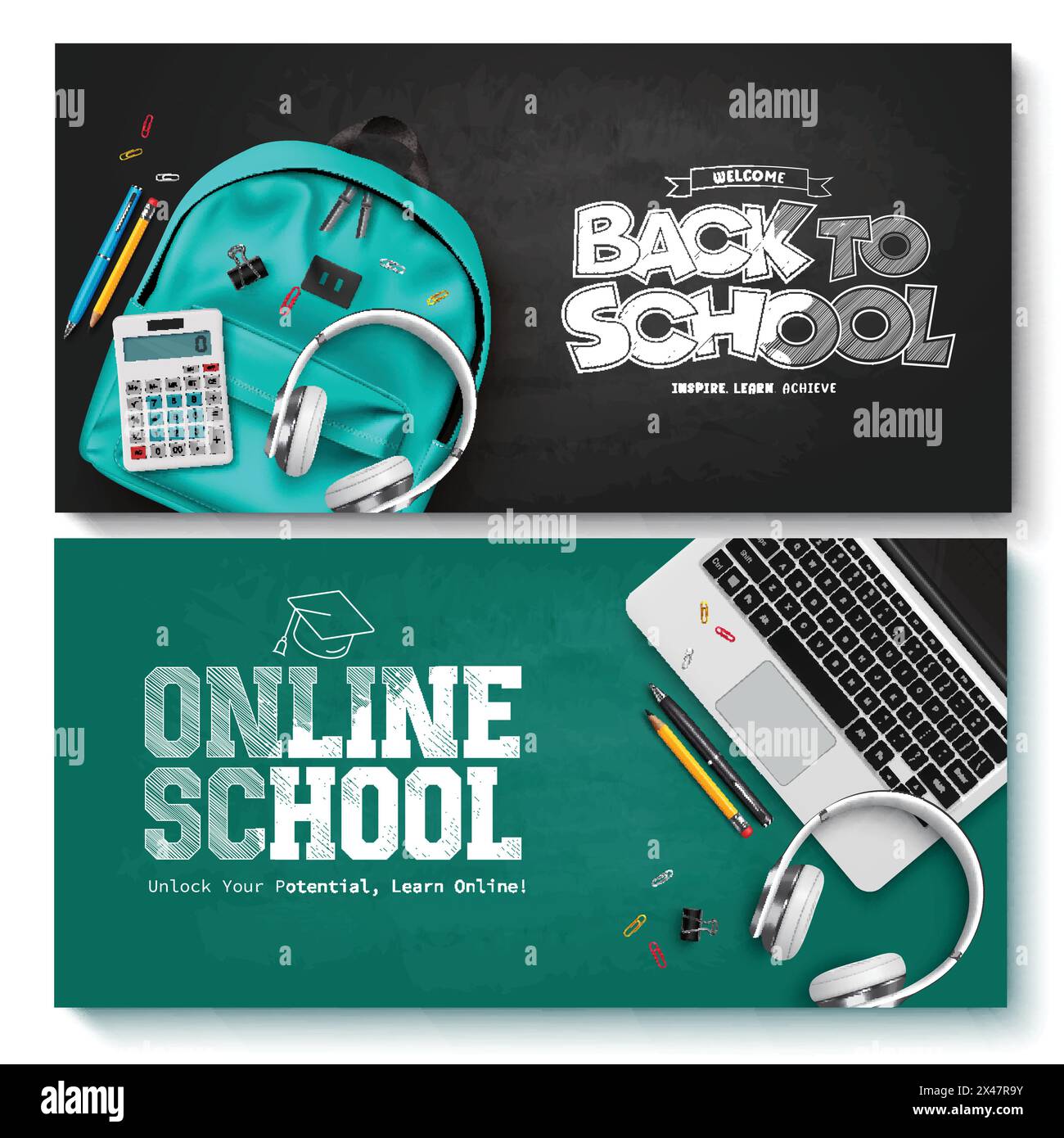 Back school technology banner digital hi-res stock photography and ...