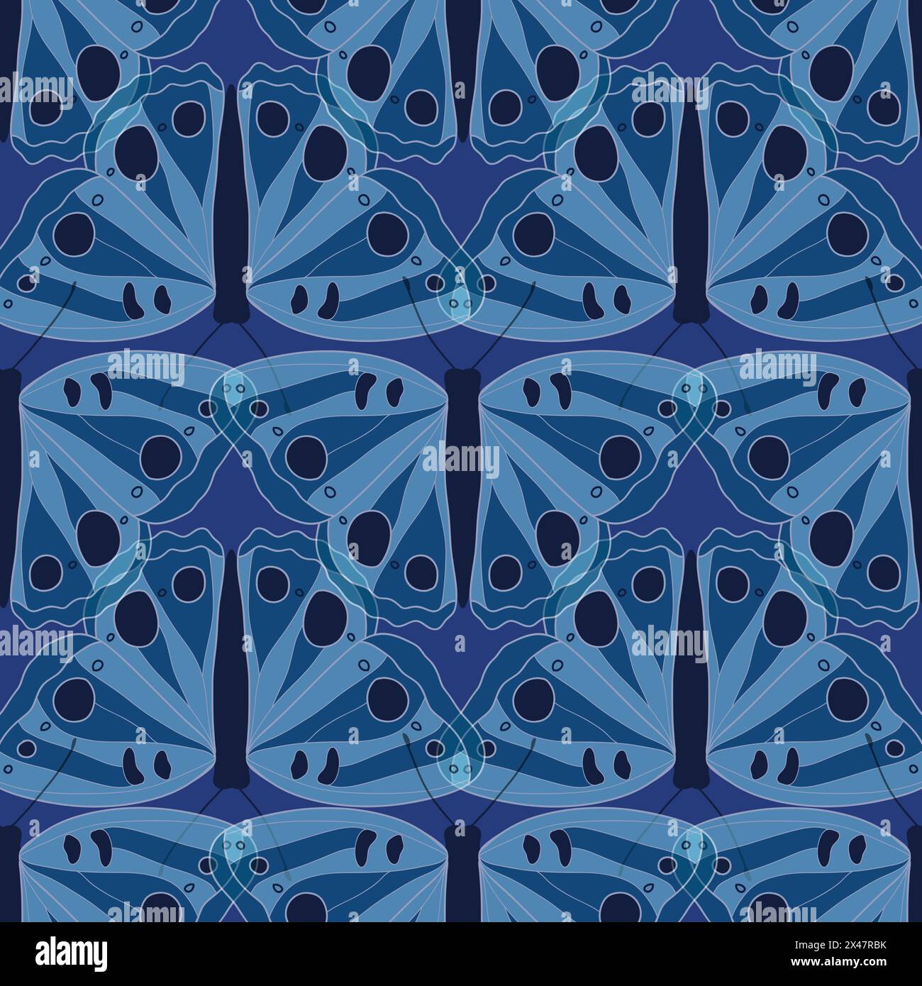 Seamless pattern with translucent blue butterfly illustration Stock ...
