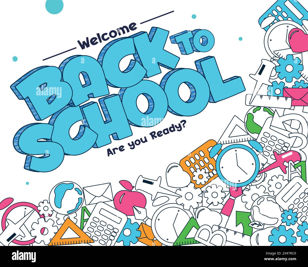 Back to school vector template design. Welcome back to school greeting ...