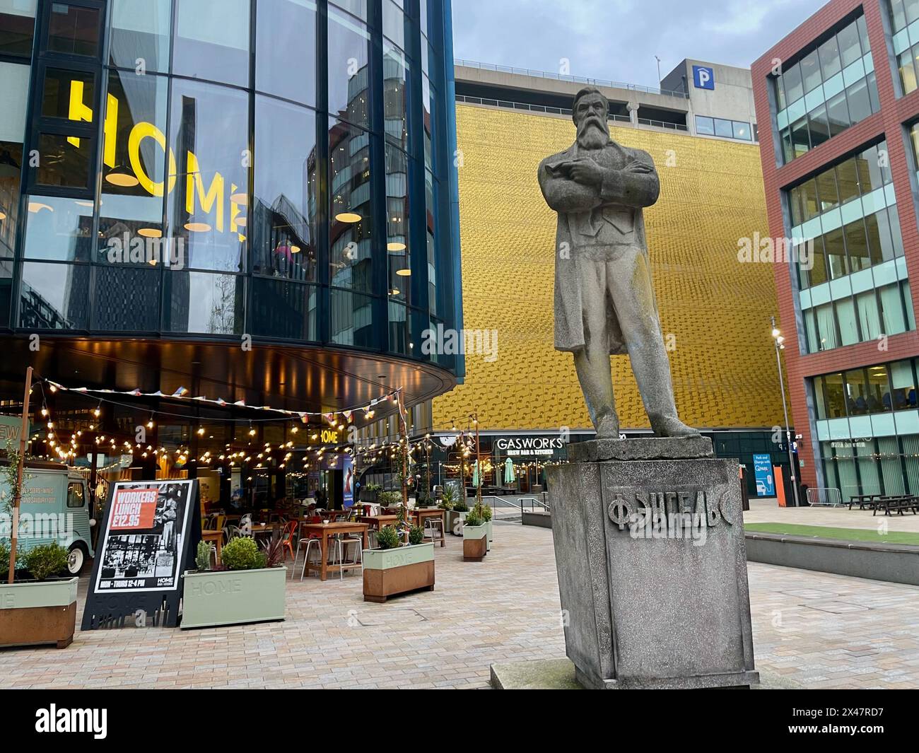 a statue of former manchester resident friedrich engels in tony wilson ...