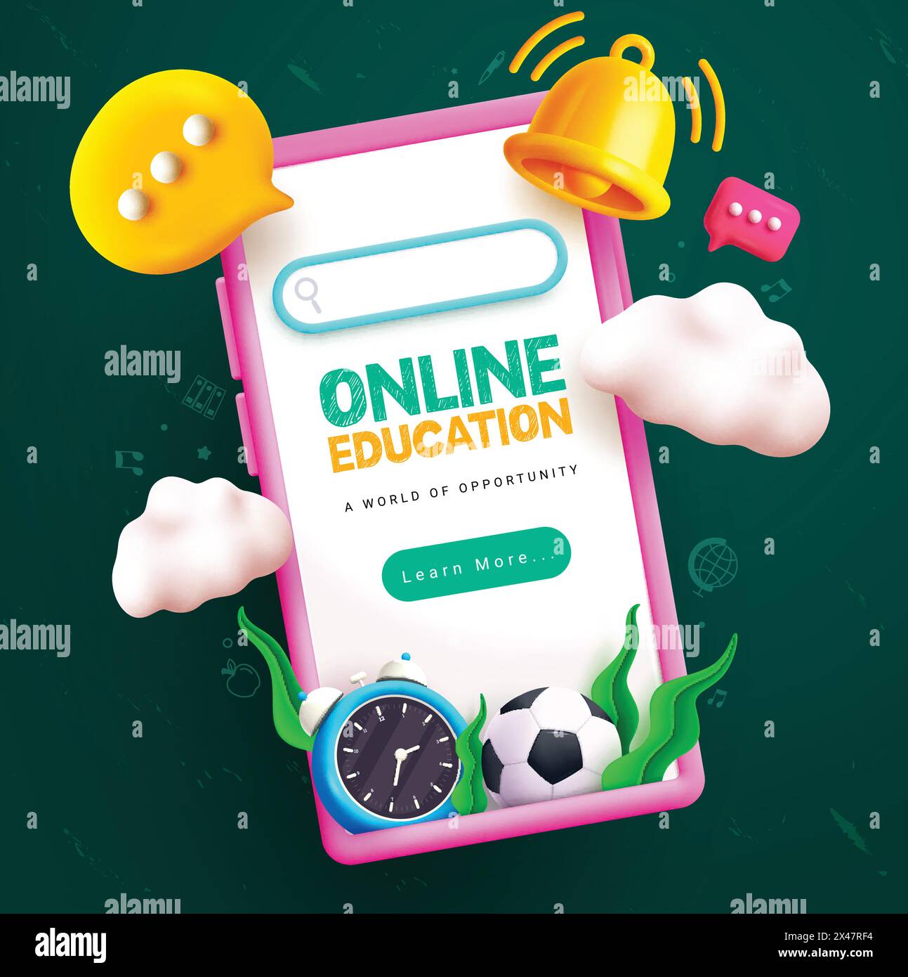 Online education vector design. Back to school online education with mobile phone learning ...