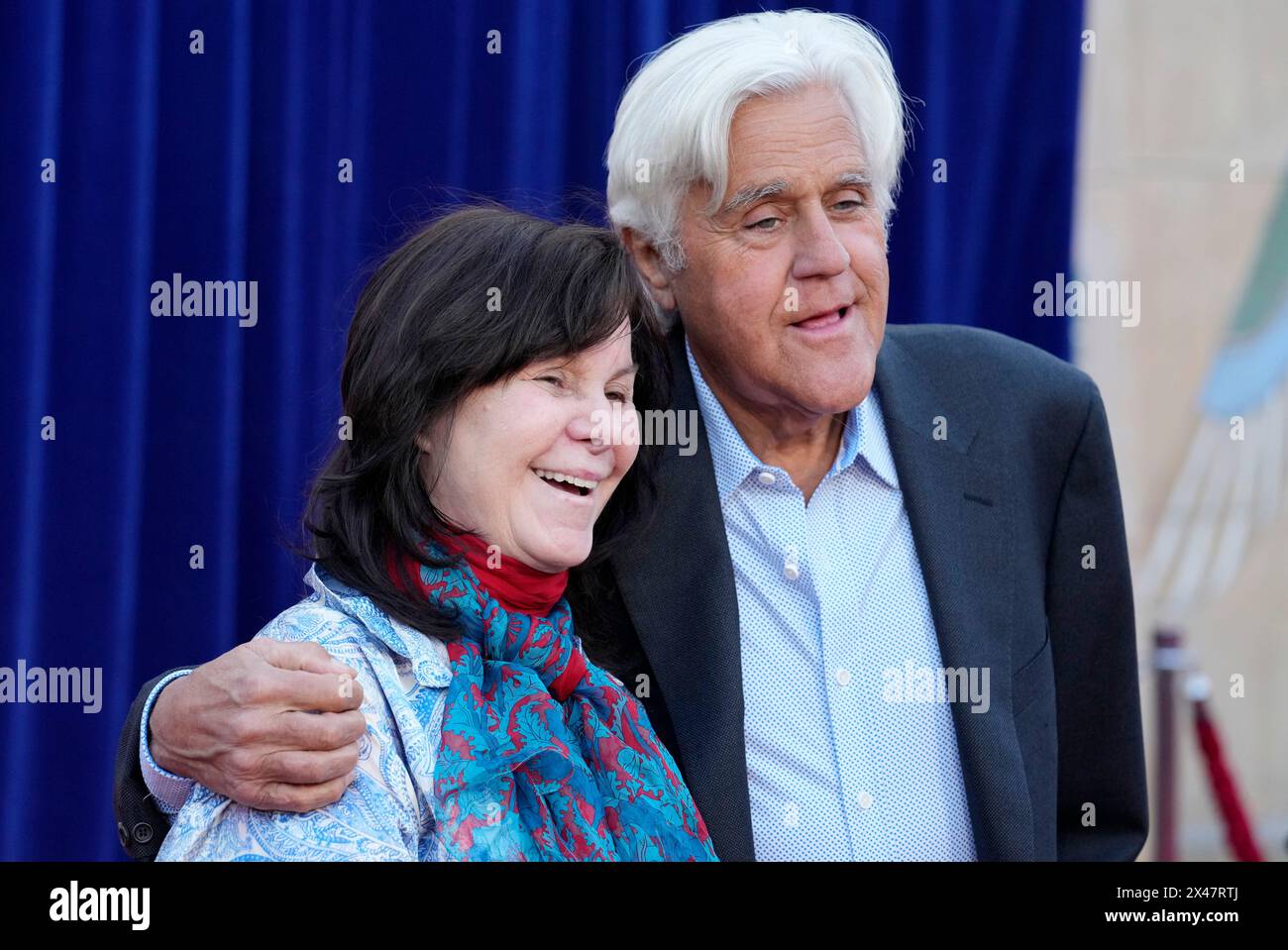 Jay Leno, right, and his wife Mavis pose together at the premiere of ...