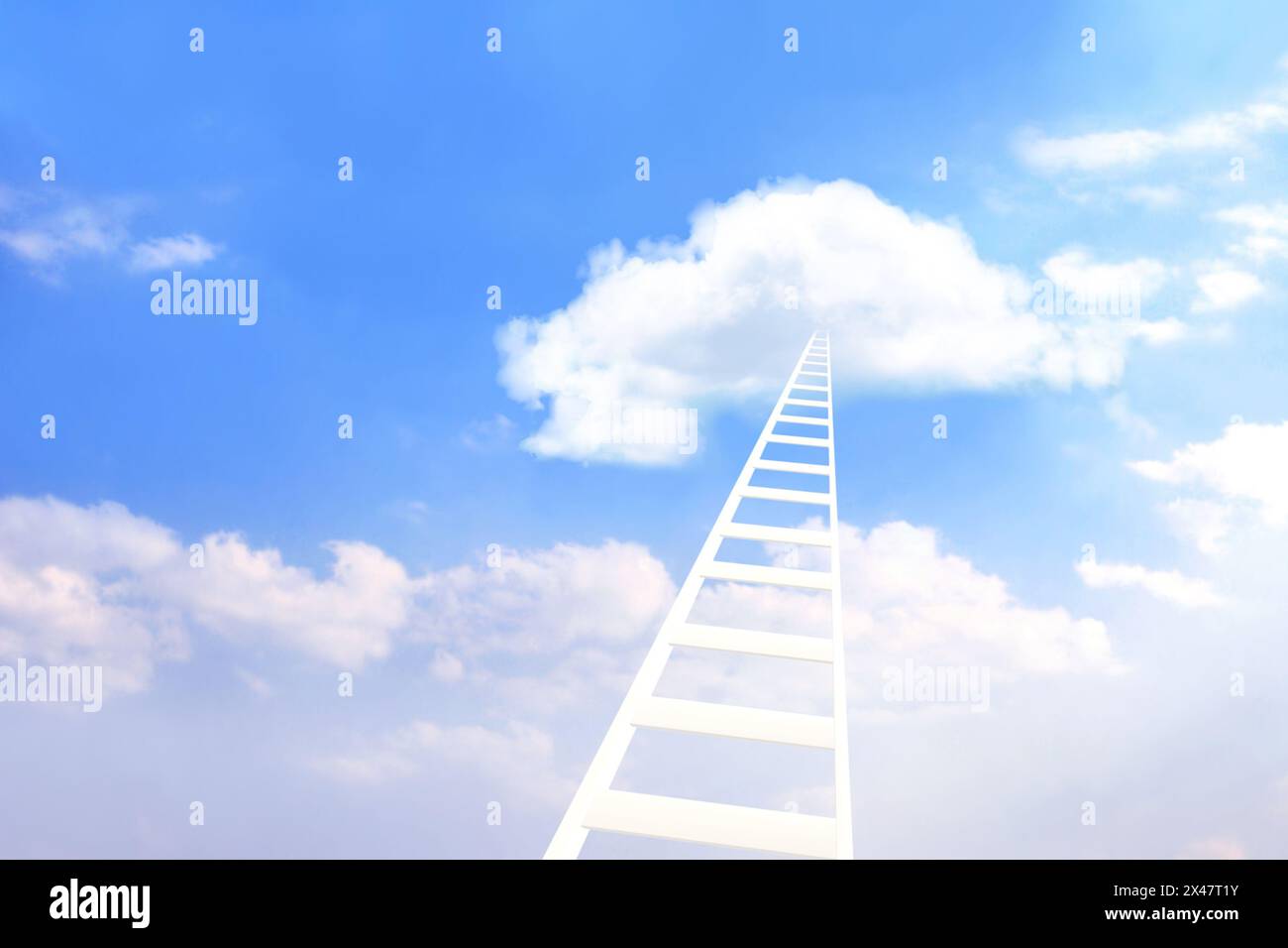 Ladder reaches cloud on blue sky background. Motivation, inspiration ...
