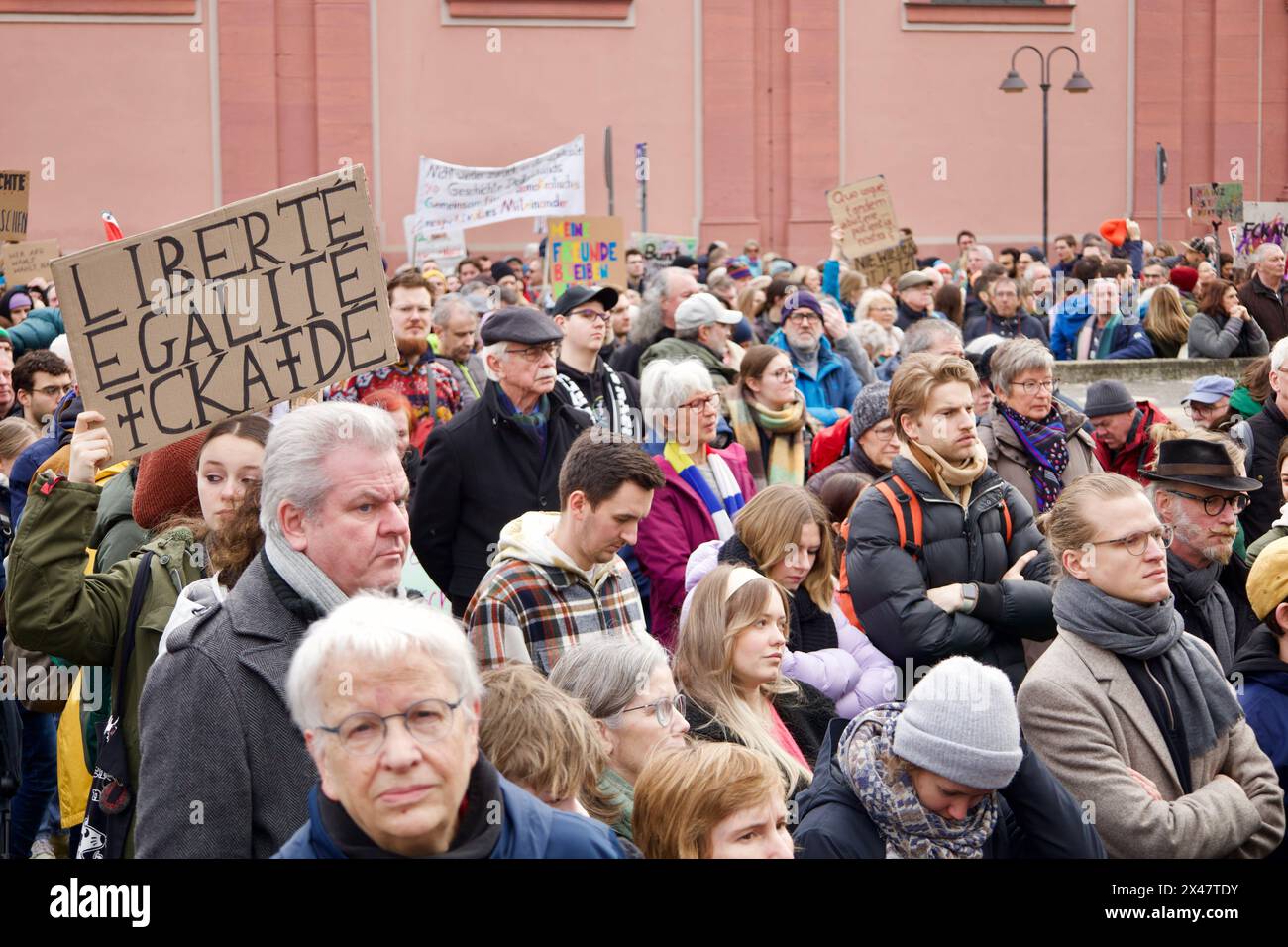 Mainz, Germany. February 03, 2024. Thousands of people participate at a demo under slogan of ...