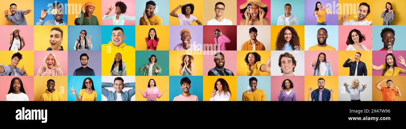 Collage of joyful diverse people, creative collage Stock Photo - Alamy