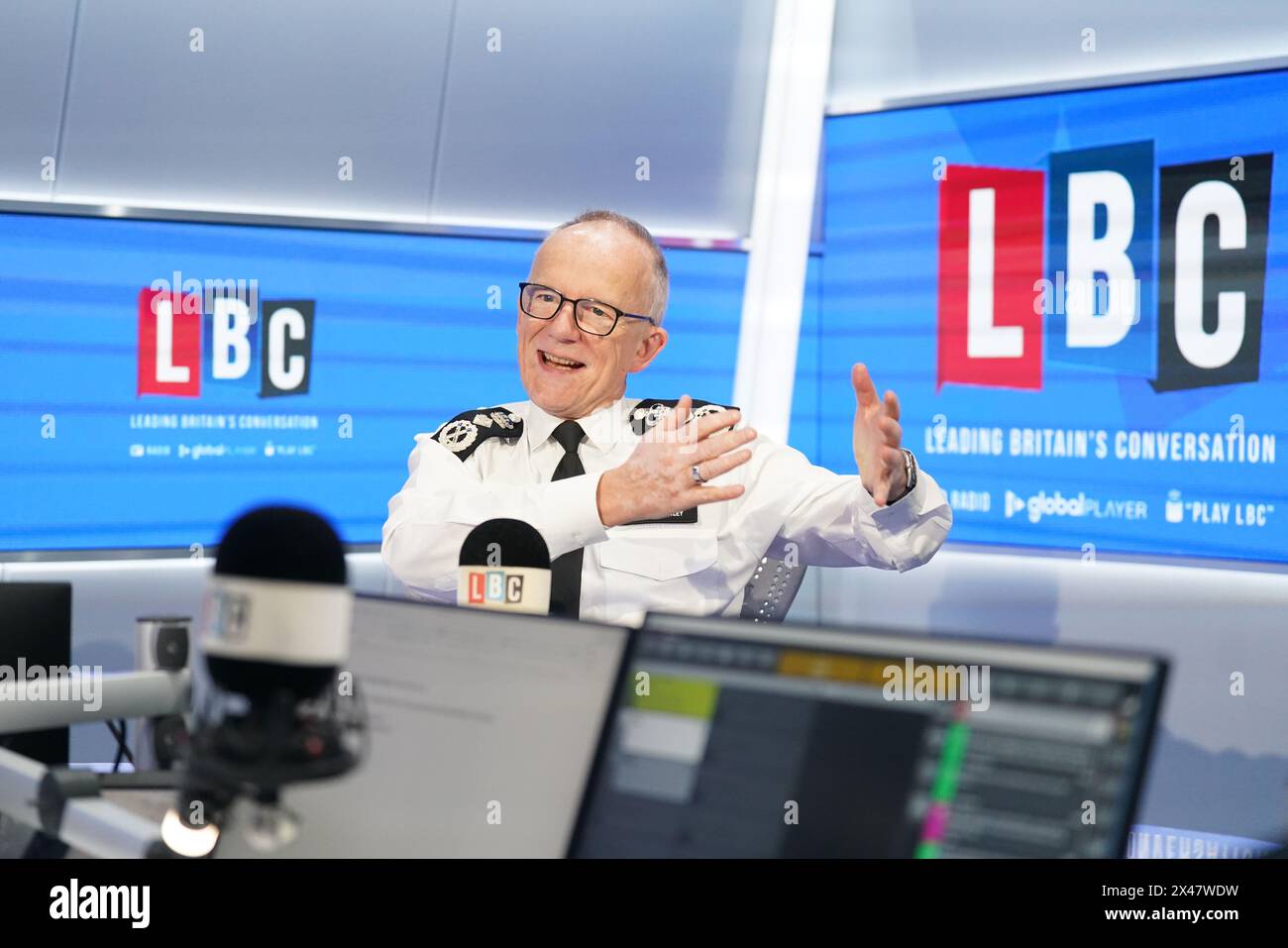 Metropolitan Police Commissioner Sir Mark Rowley takes part in Call the ...