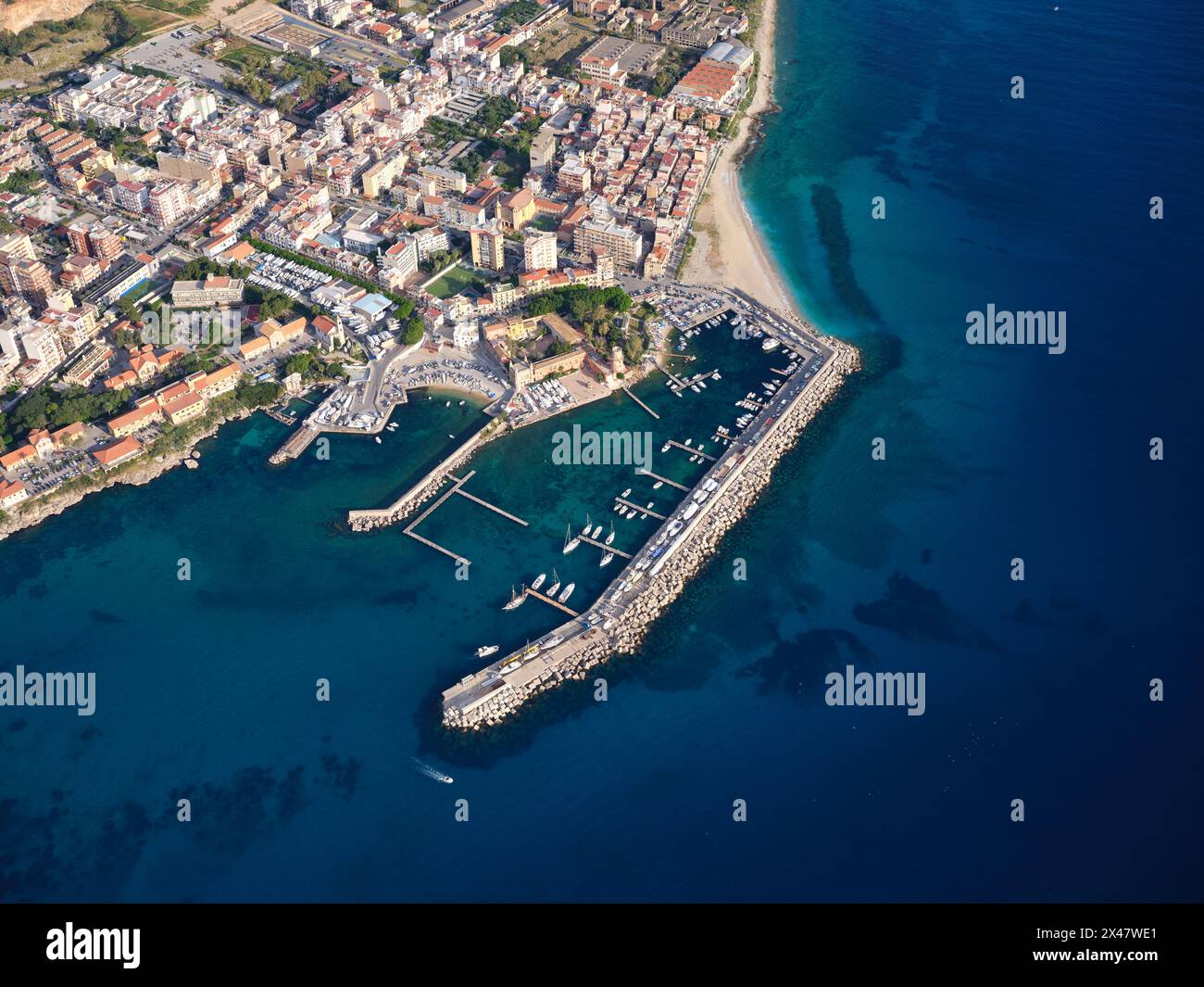 AERIAL VIEW. The marina of Arenella. Palermo, Province of Palermo ...