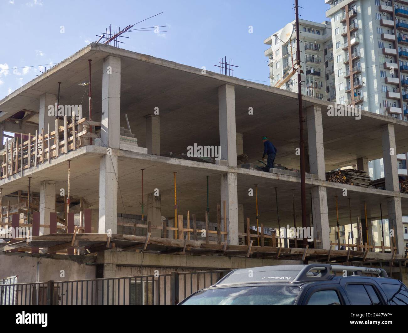 Industrial zone. Construction site on the outskirts of the city ...